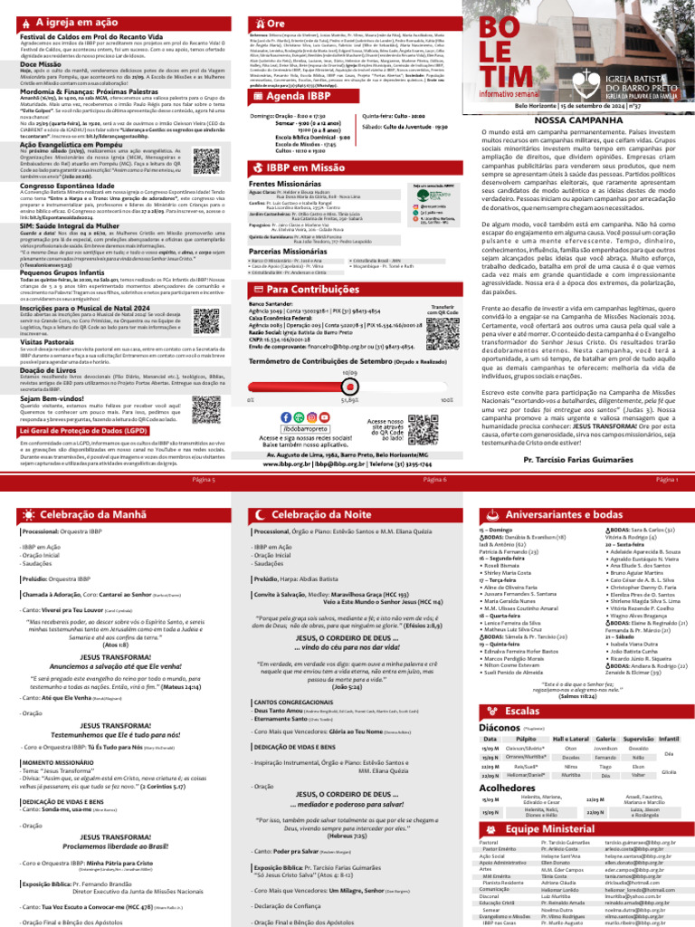 Boletim IBBP - 15-09-2024 | PDF