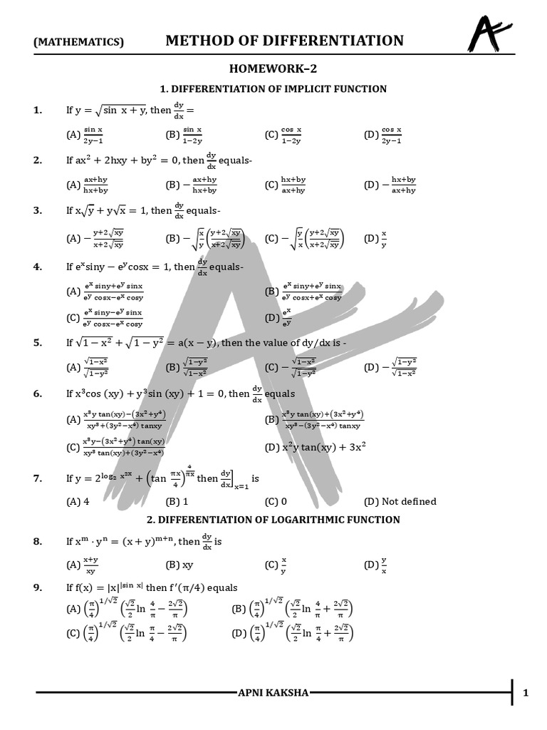 Homework-2 - Method of Differentiation | PDF