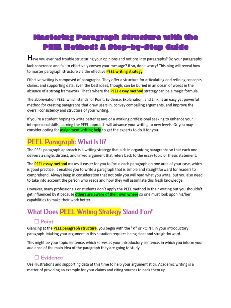 Mastering Paragraph Structure with the PEEL Method-A Step-by-Step Guide ...