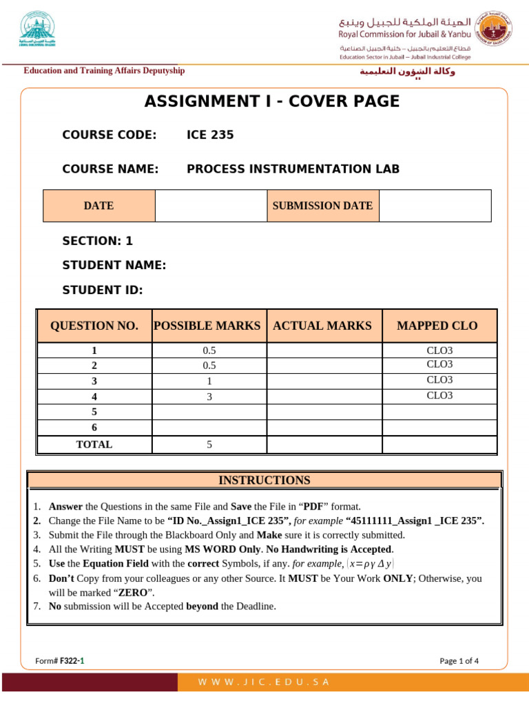 Assignment 1 Ice 235 Sc.1 | PDF