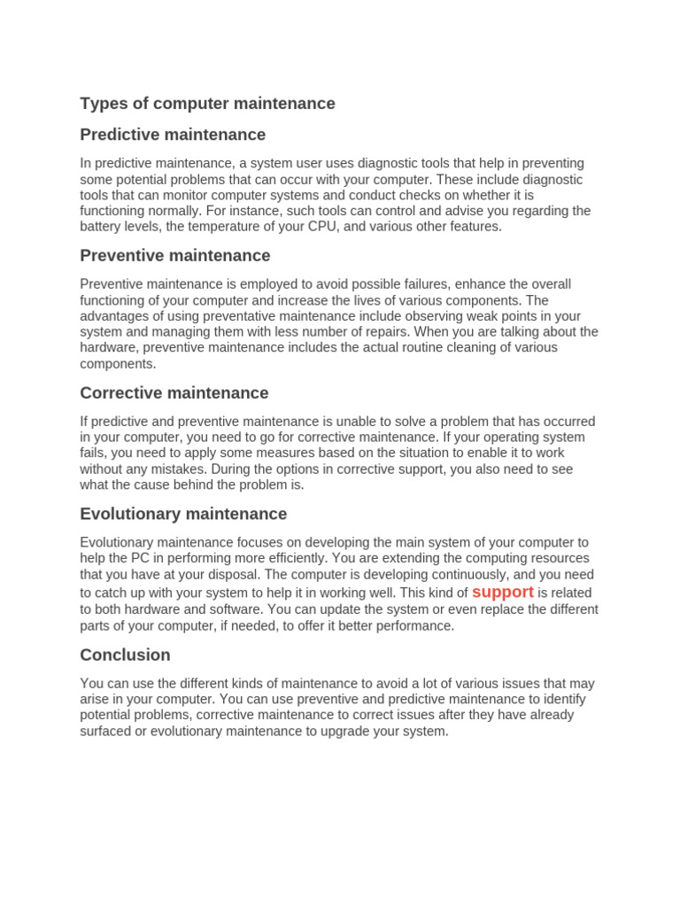 Types of Computer Maintenance | PDF