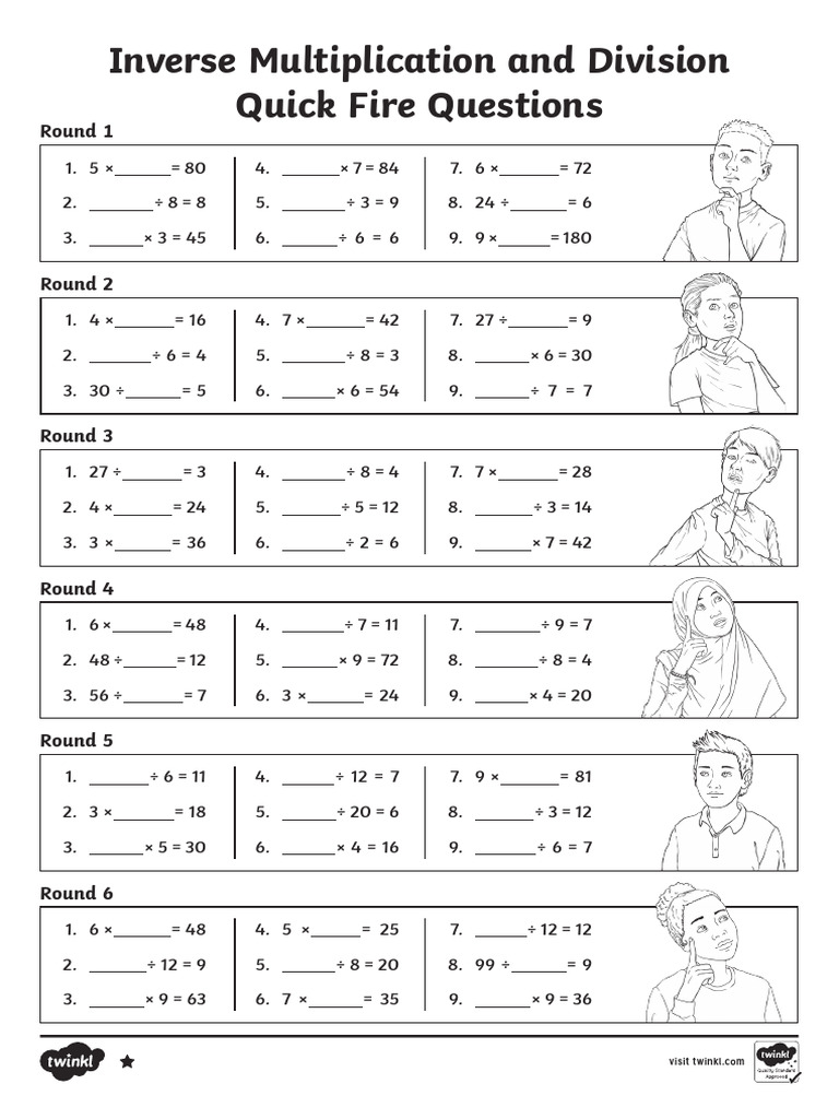 t2 M 1316 lks2 Inverse Multiplication and Division Worksheets - Ver - 6 ...