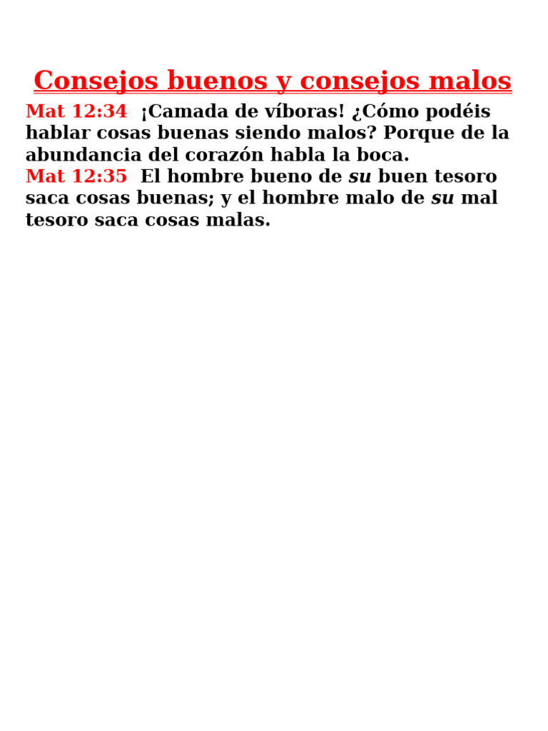 Consejos Buenos y Consejos Malos | PDF