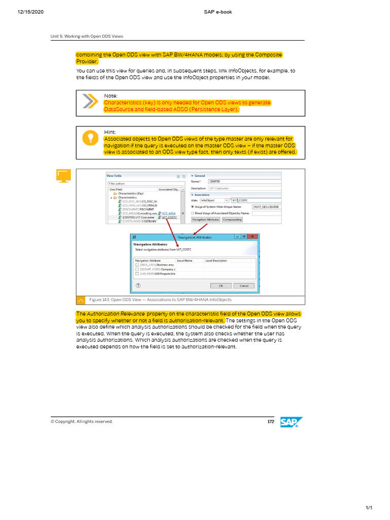 Characteristics (Key) Is Only Needed For Open Ods Views To Generate Datasource and Field-Based ...
