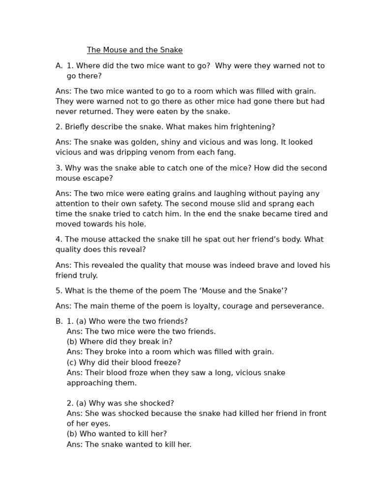 The Mouse and the Snake | PDF