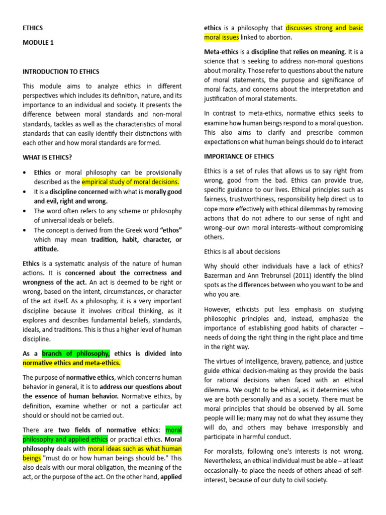 Ethics Midterm | PDF