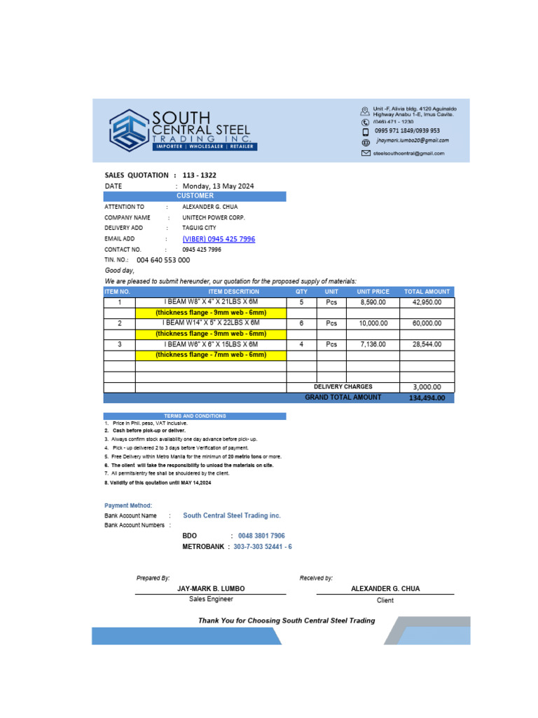 Steel Estimate | PDF