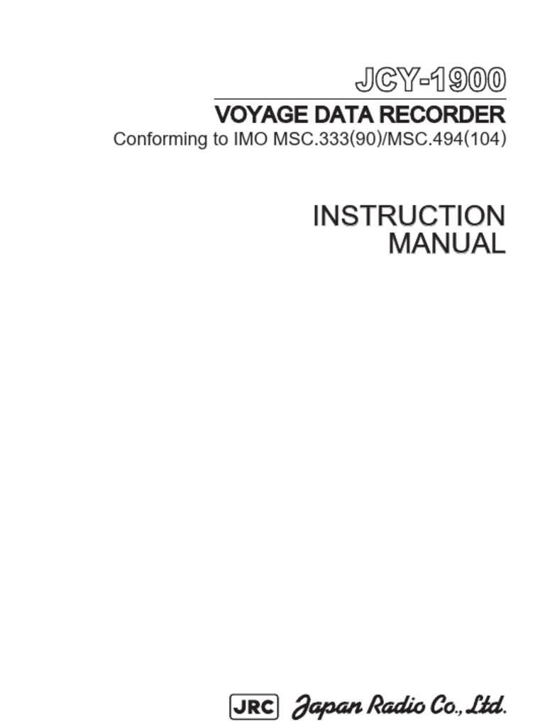 170-VDR JRC JCY-1900 Instruction Manual 1-6-2024 | PDF