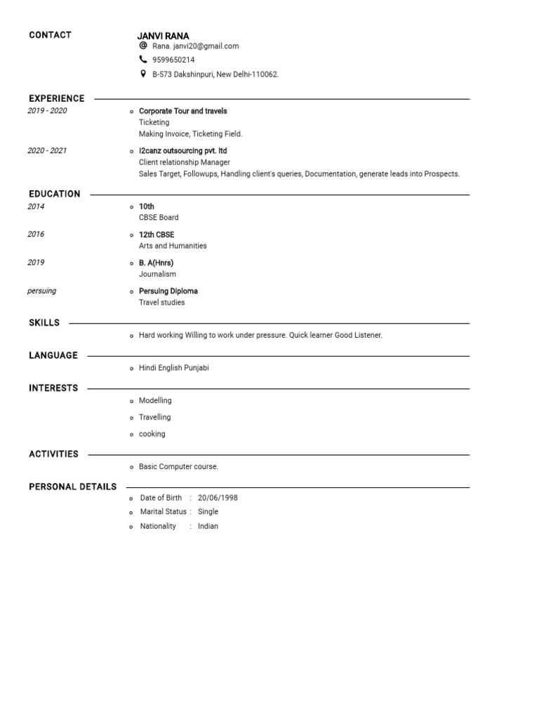 janvi rana cv | PDF
