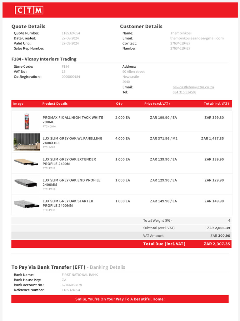 CTM Quote - 1185324054 | PDF