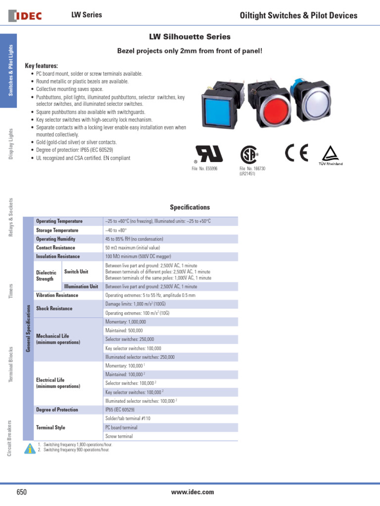Switch IDEC | PDF | Switch | Alternating Current