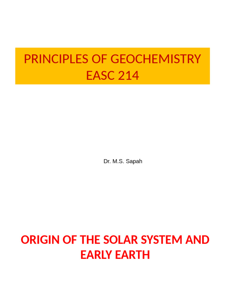Principles of Geochemistry 2020 | PDF