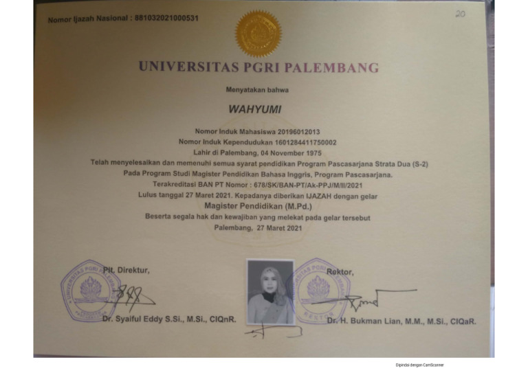 ijazah S2 wahyumi | PDF