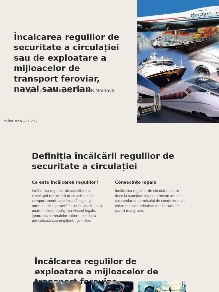 Incalcarea Regulilor de Securitate A Circulatiei Sau de Exploatare A Mijloacelor de Transport ...