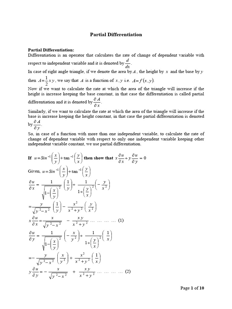 Partial Differentiation | PDF