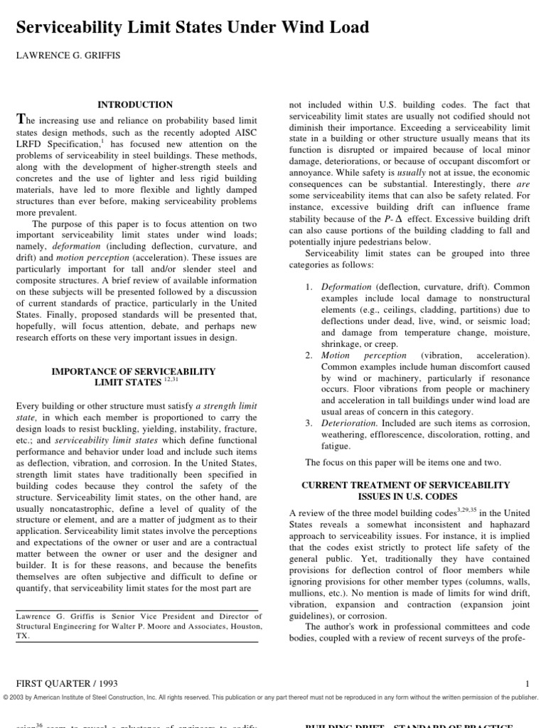 Serviceability Limit States | PDF | Framing (Construction) | Wall