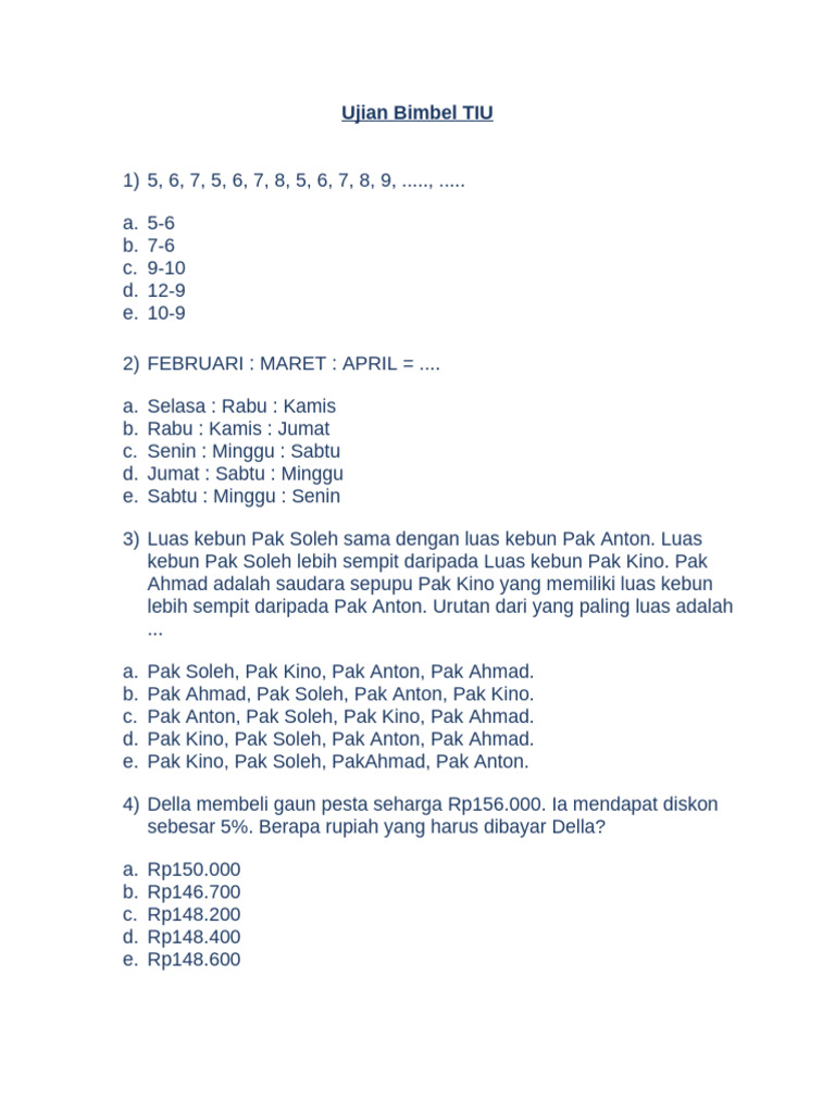 SOAL Ujian Bimbel | PDF