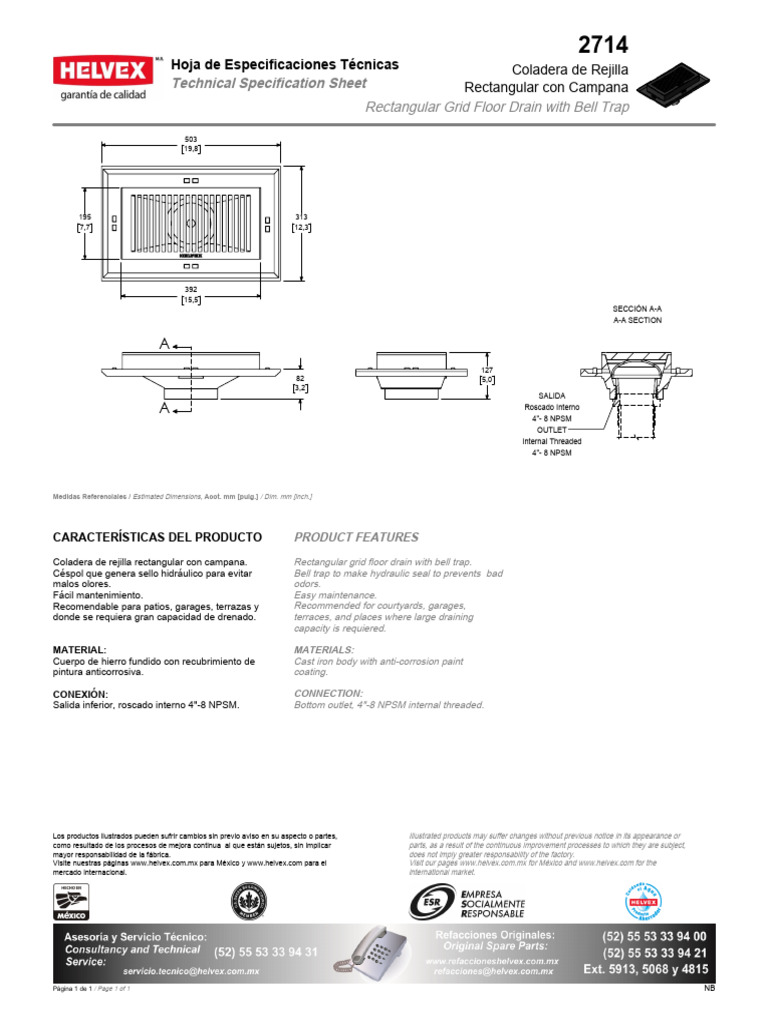 Technical Specification Sheet: Hoja de Especificaciones Técnicas | PDF