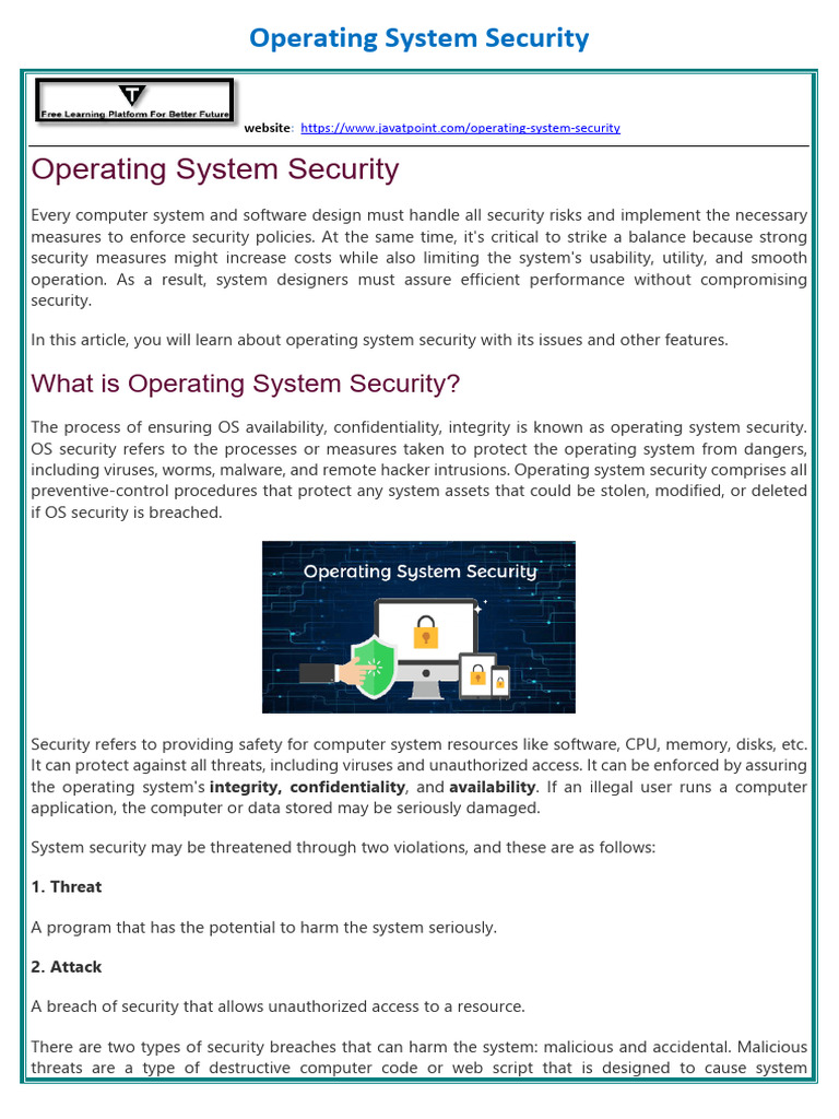 L06 - IS - Operating System Security | PDF | Security | Computer Security