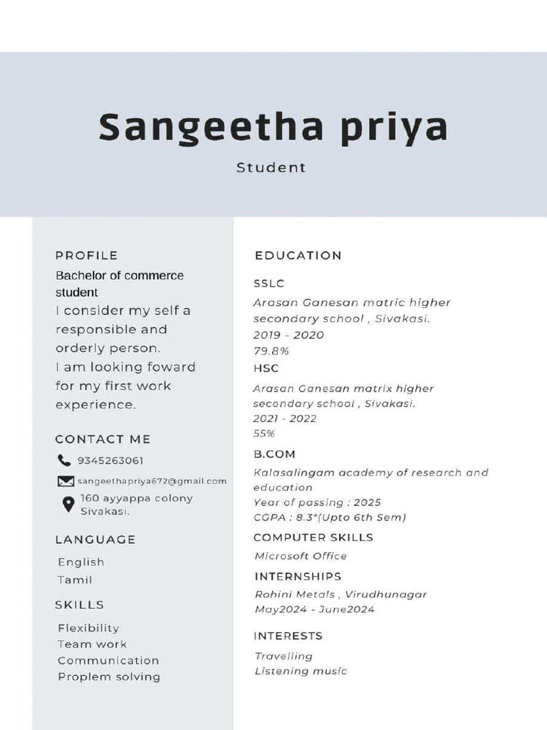 San Geetha Resume | PDF