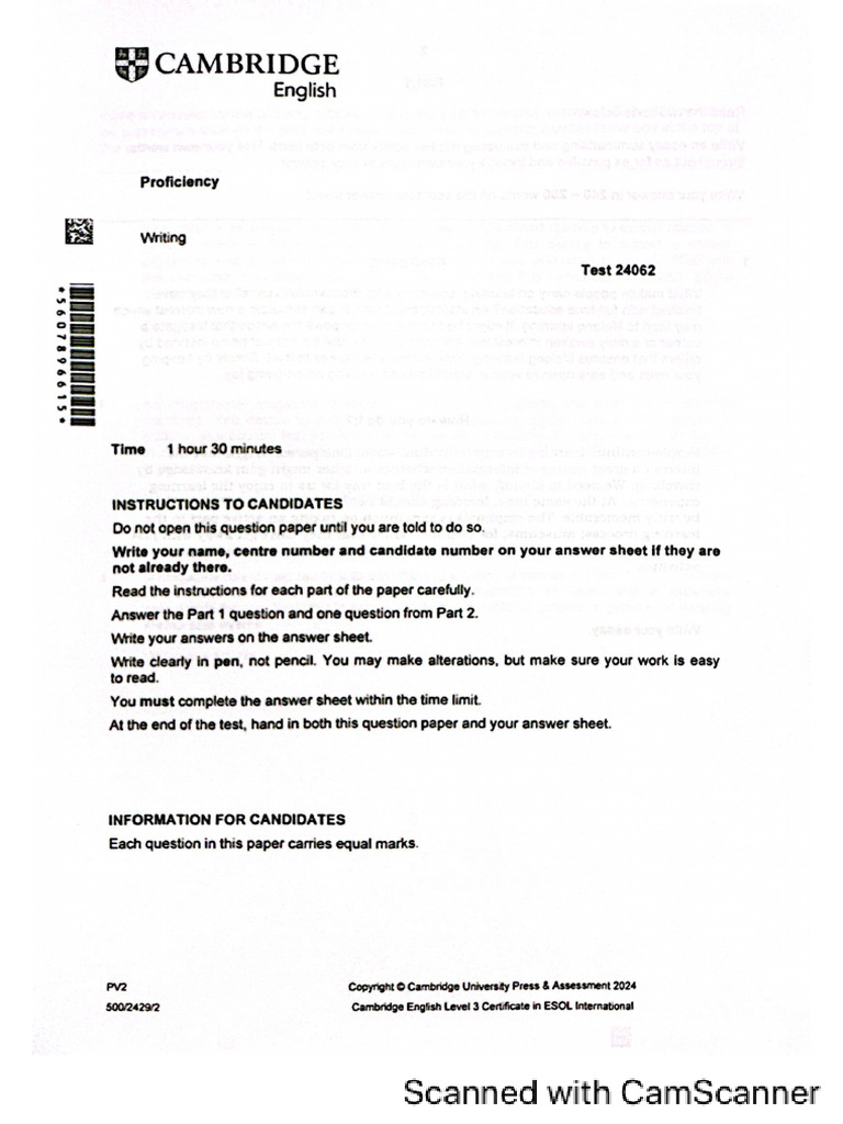 Cambridge Proficiency Writing 2024 | PDF