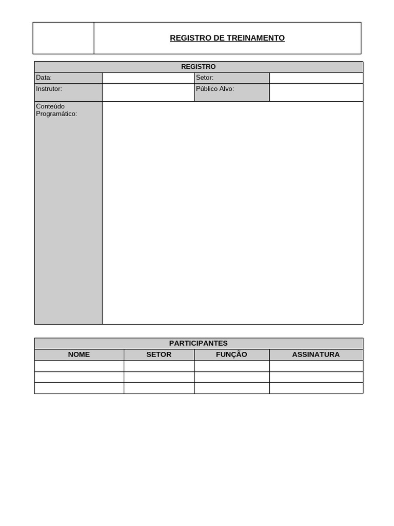 Modelo Registro de Treinamento | PDF
