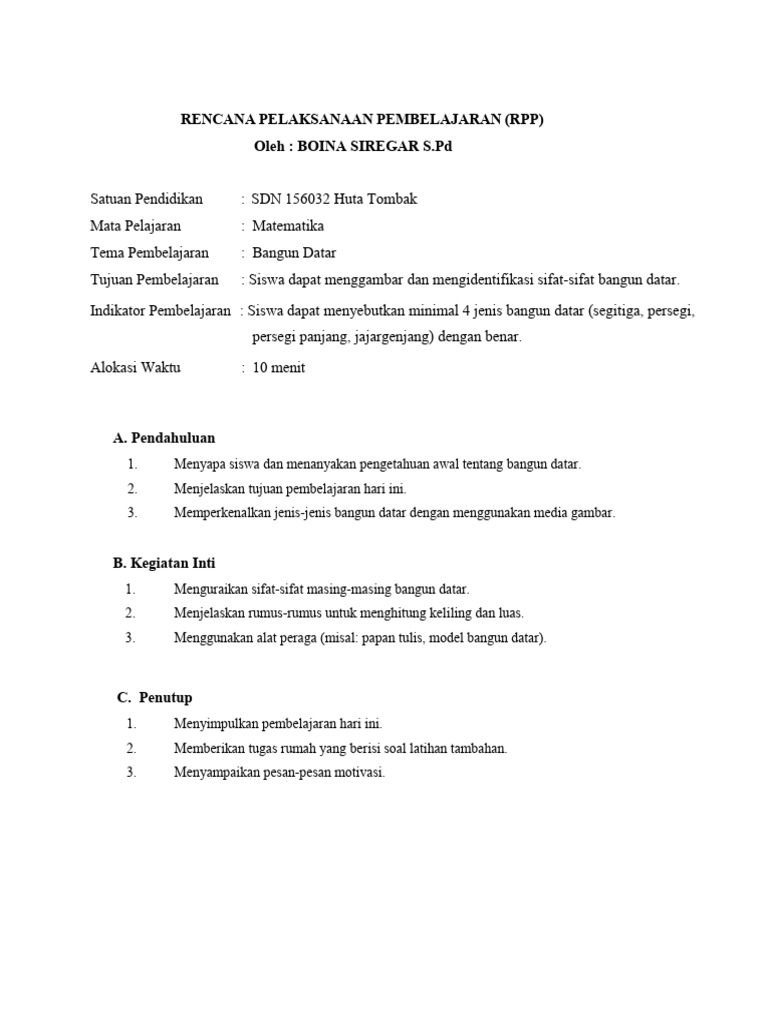 RPP CGP Boina Siregar | PDF