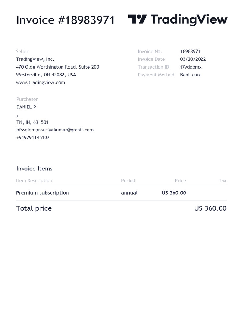 TradingView Invoice | PDF