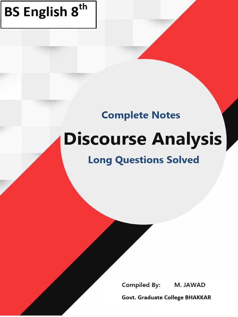 Discourse Analysis BS 8th Complete (Notes+Long) | PDF