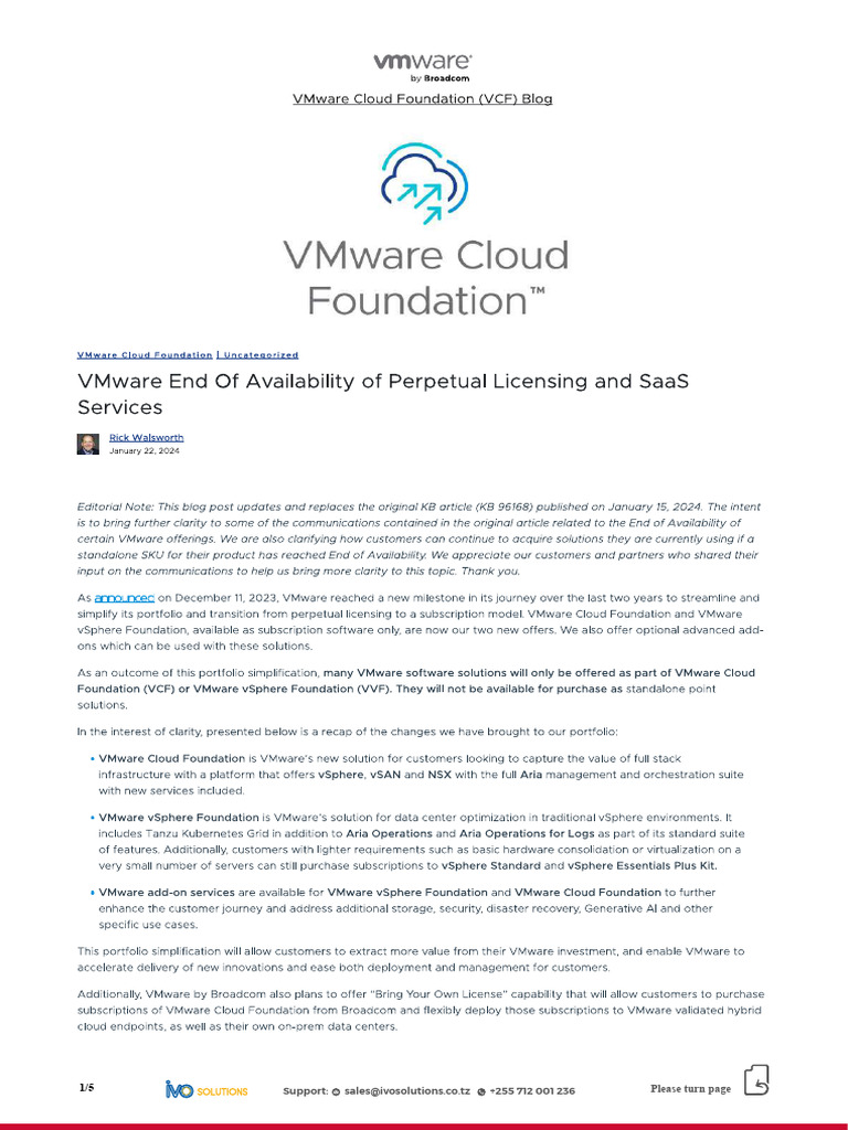 VMware End of Availability of Perpetual Licensing and SaaS Services - Compressed | PDF