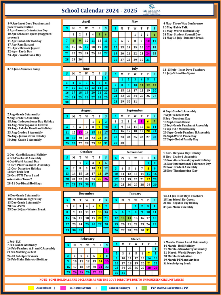 GDGG Calendar 2024 25 | PDF