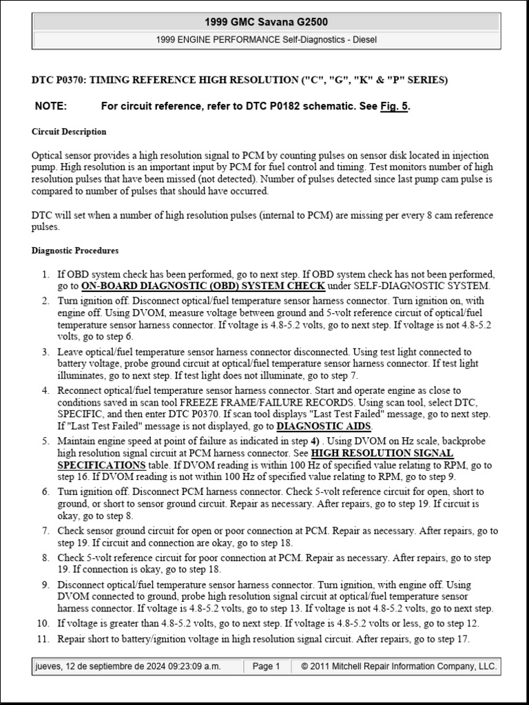 DTC P0370: Timing Reference High Resolution ("C", "G", "K" & "P" Series) | PDF