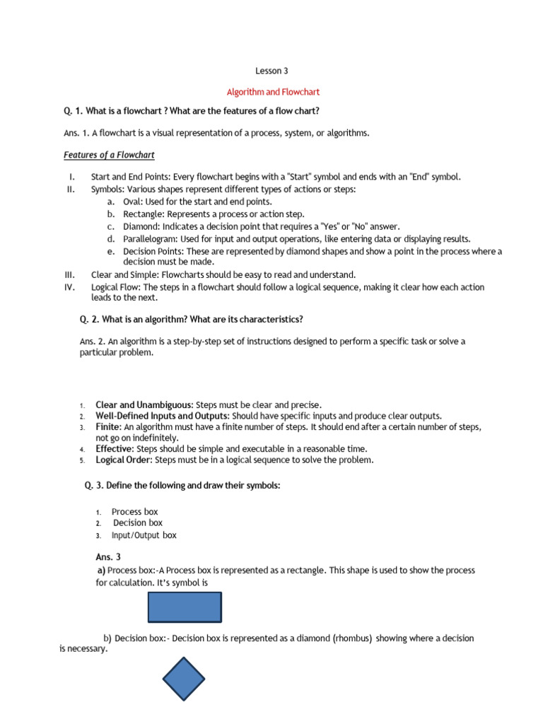 Lesson 3 Cl8 Algorithm and Flowchart | PDF