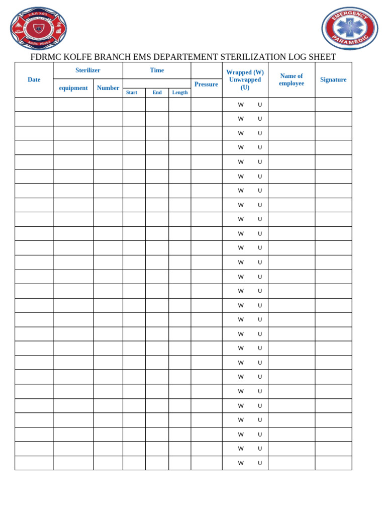 Sterilization Log Sheet | PDF