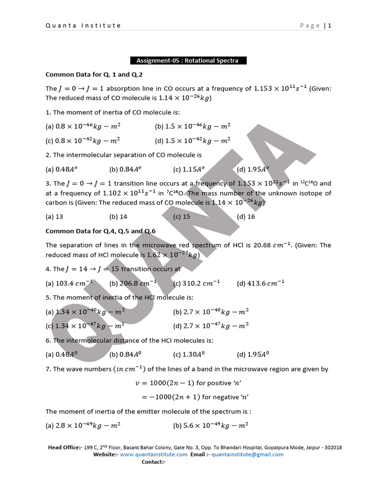 Assignment-05 Rotational Spectra | PDF