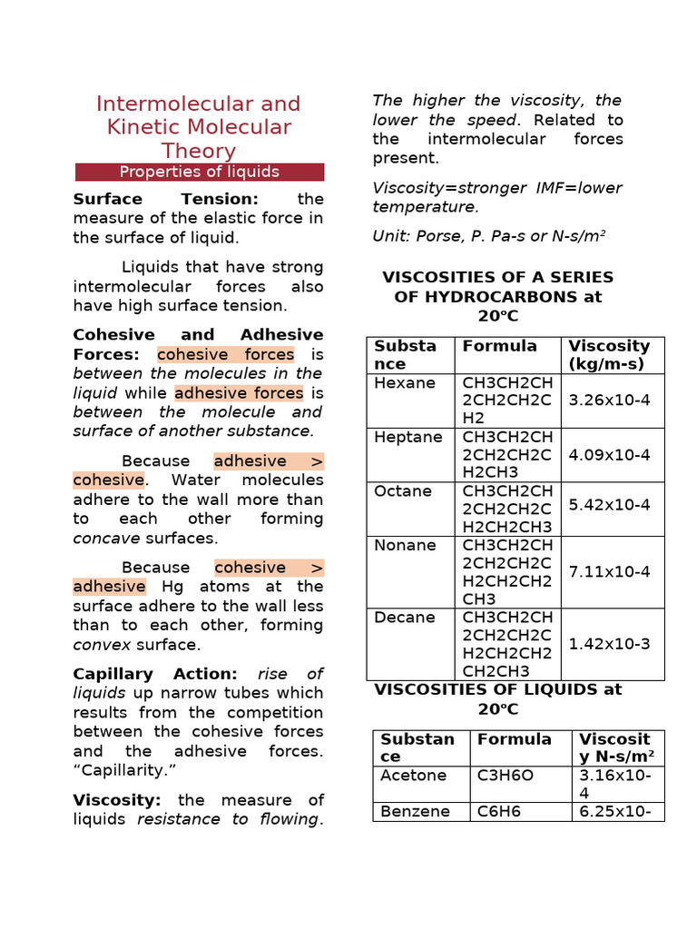 Intermolecular and Kinetic Molecular Theory | PDF