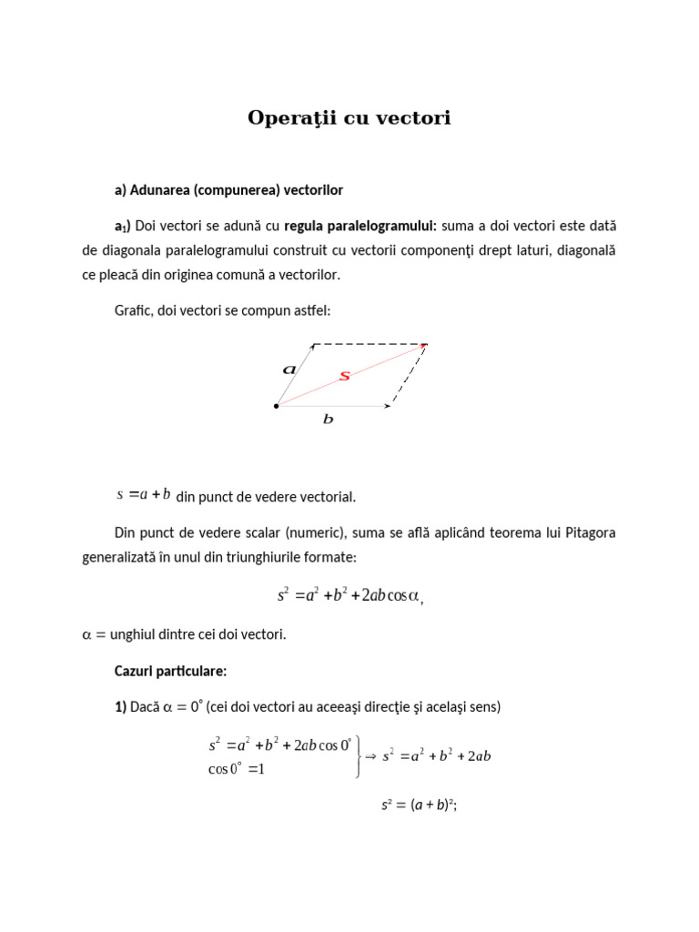 Operatii Cu Vectori | PDF