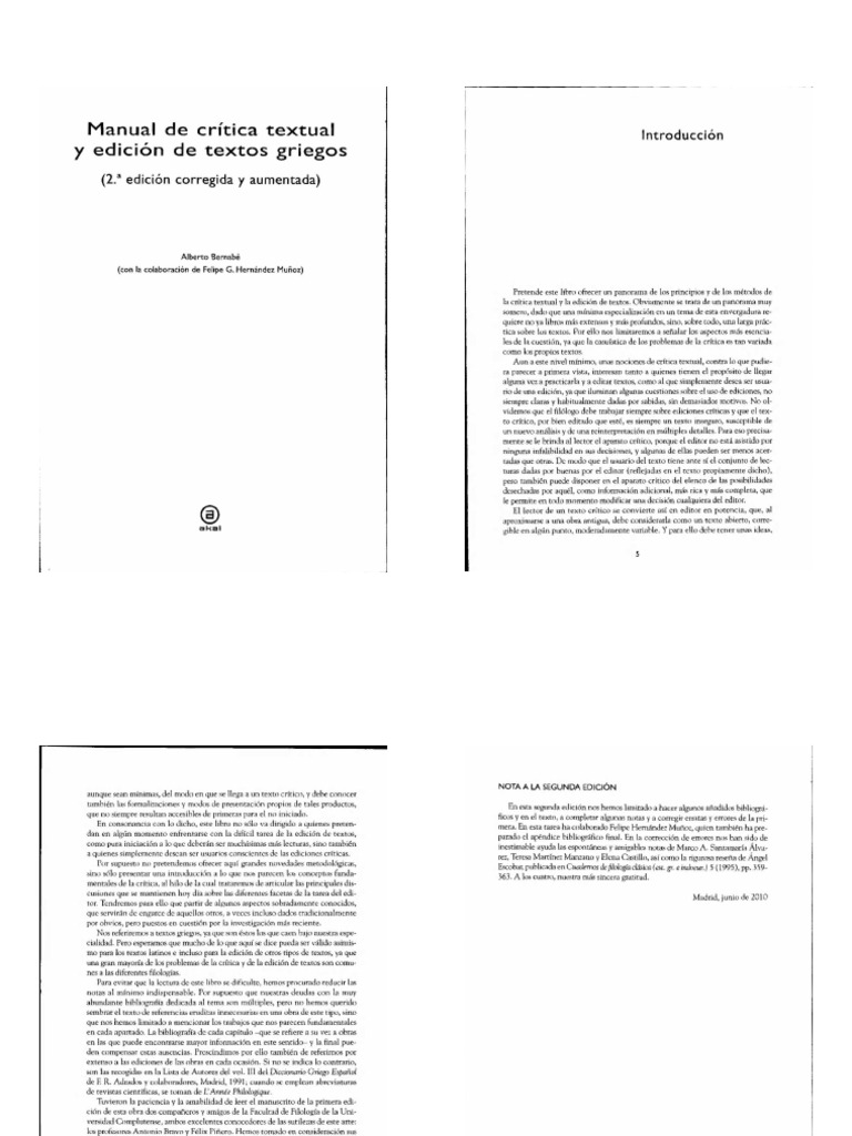 Bernabé Manual de Critica Textual y Edicion de Textos Griegos | PDF