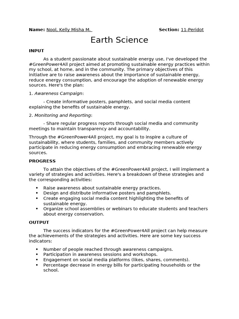 Earth Science: Name: Section | PDF