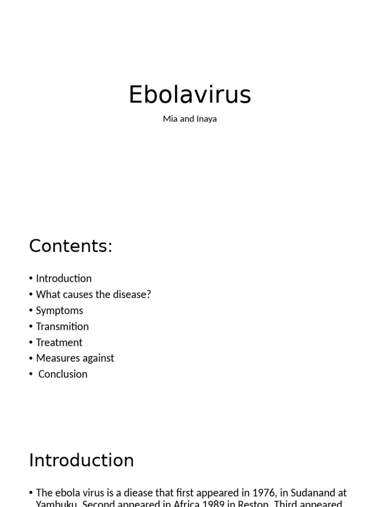 Ebola Disease Presentation | PDF | Virology | Medicine