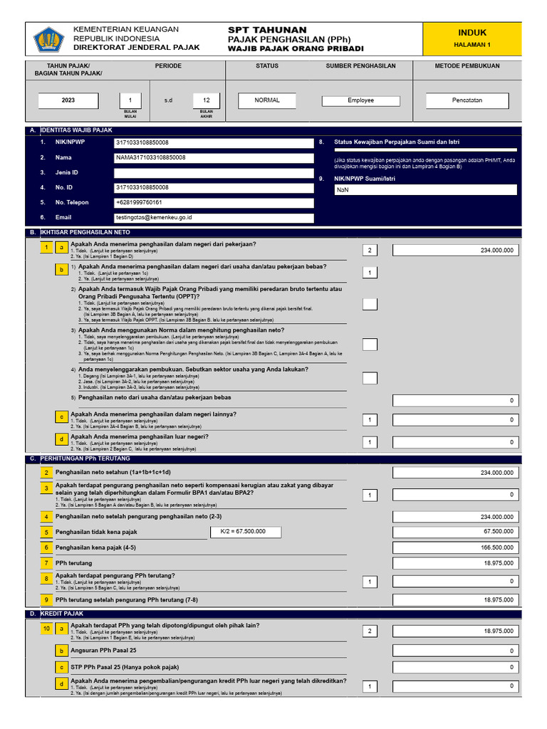 Coretax - Contoh SPT Op | PDF
