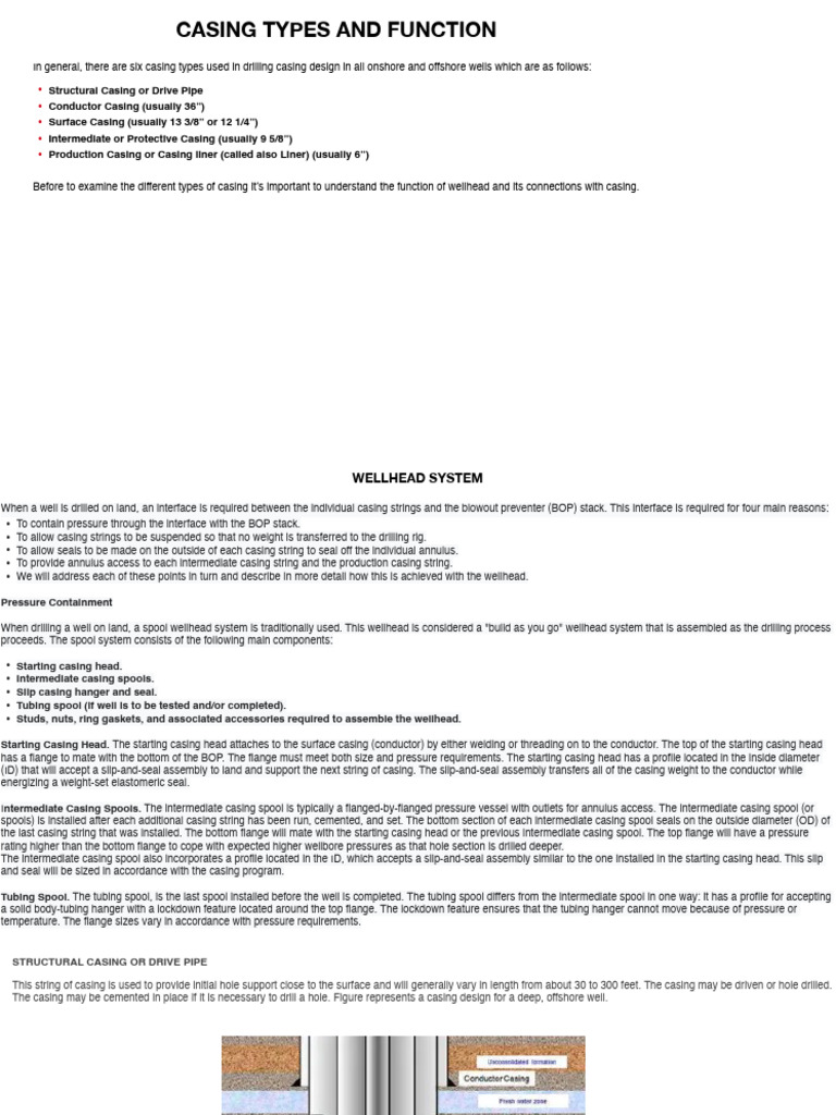 WSG Course CASING TYPES AND FUNCTION | PDF