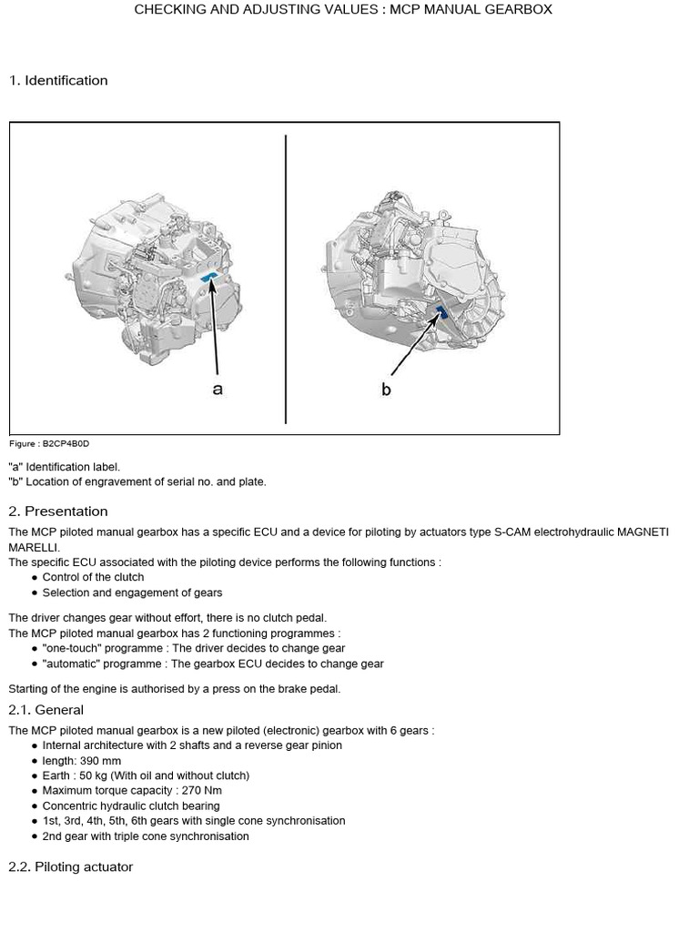 308 - B2CB019HP0 - Checking and Adjusting Values - MCP Manual Gearbox | PDF