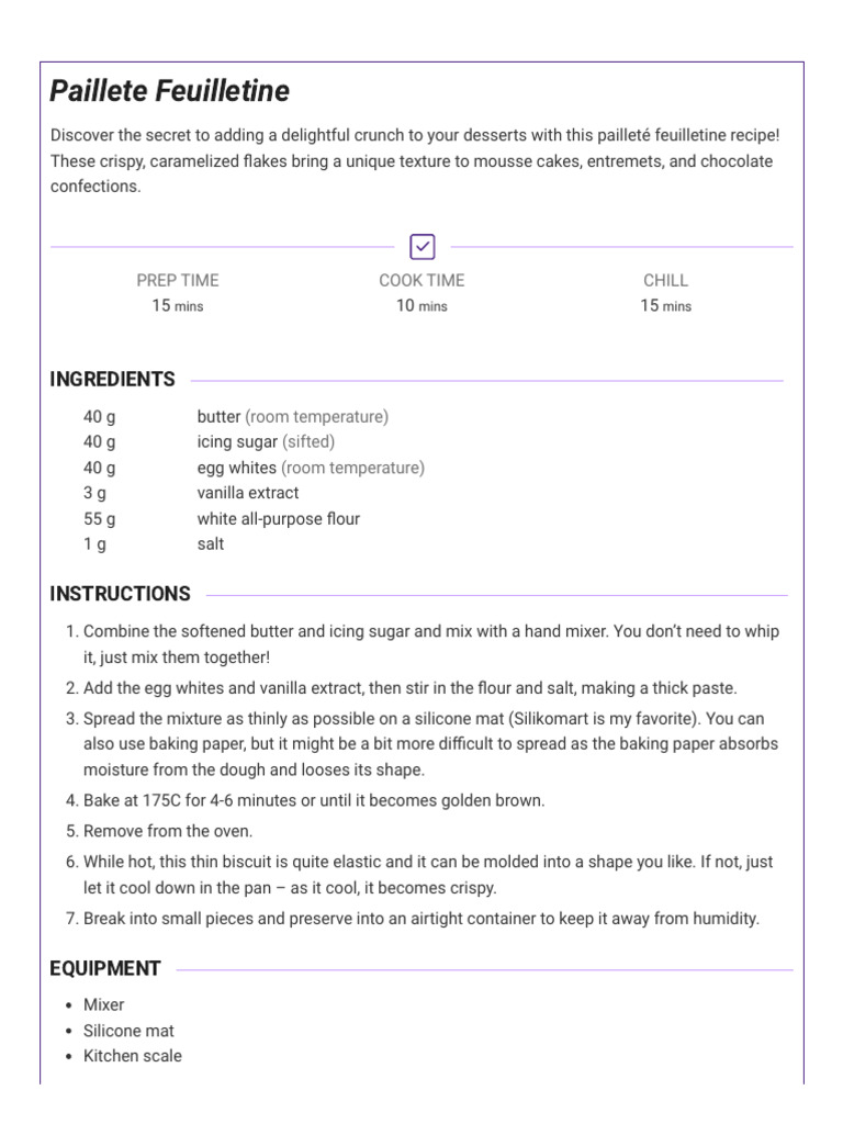 Feuilletine Recipe 2 | PDF