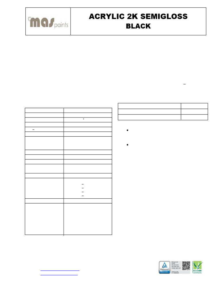 Acrylic 2K Semigloss Black Datasheet | PDF