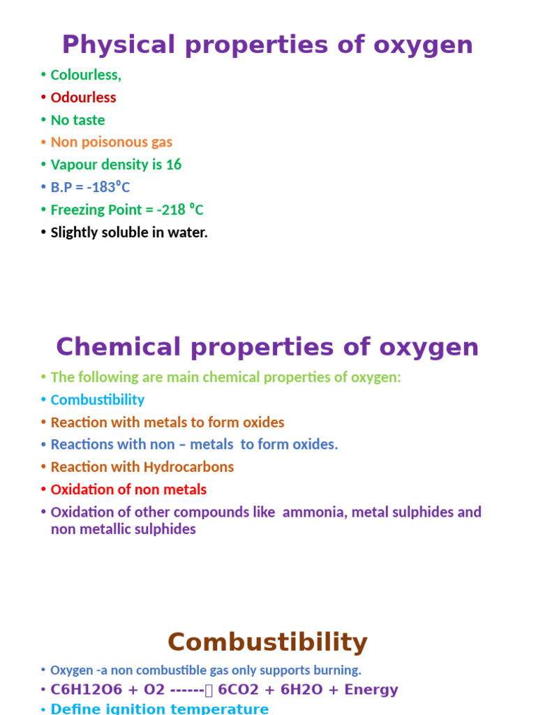 Physical and Chemical Properties of Oxygen | PDF