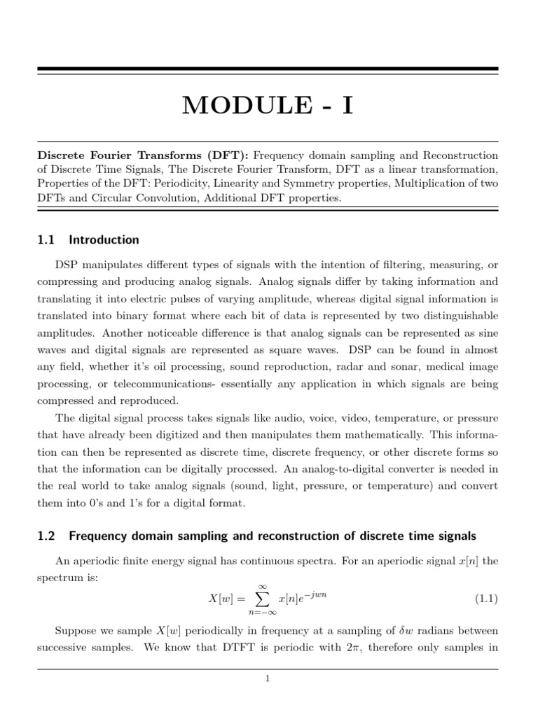 DSP Module-1 Notes | PDF | Discrete Fourier Transform | Teaching ...