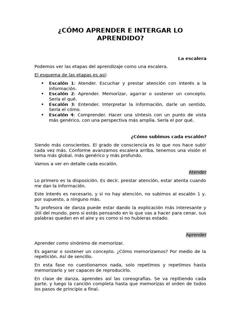 Cómo Aprender e Integrar Lo Aprendido | PDF