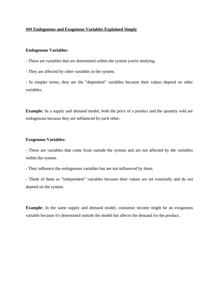 Endogenous and Exogenous Variables Explained Simply | PDF