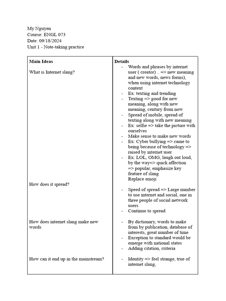 Note-taking practice | PDF